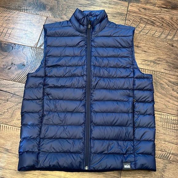 REI | Jackets & Coats | Rei Coop Blue Down Puffer Sleeveless Vest Full ...